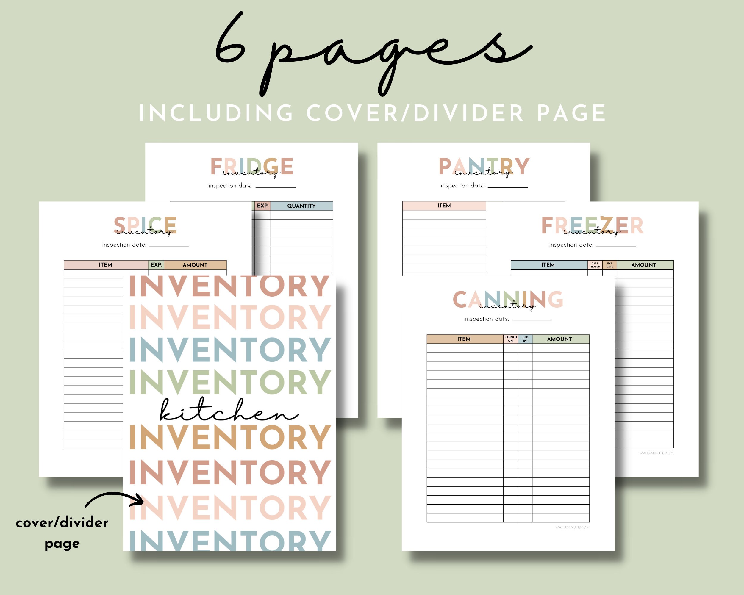 Kitchen Inventory Lists Printables Bundle, Food Storage Inventory ...