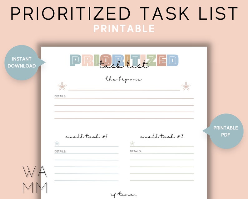 Simple Prioritized Task List Printable for Busy Moms to Do | Etsy