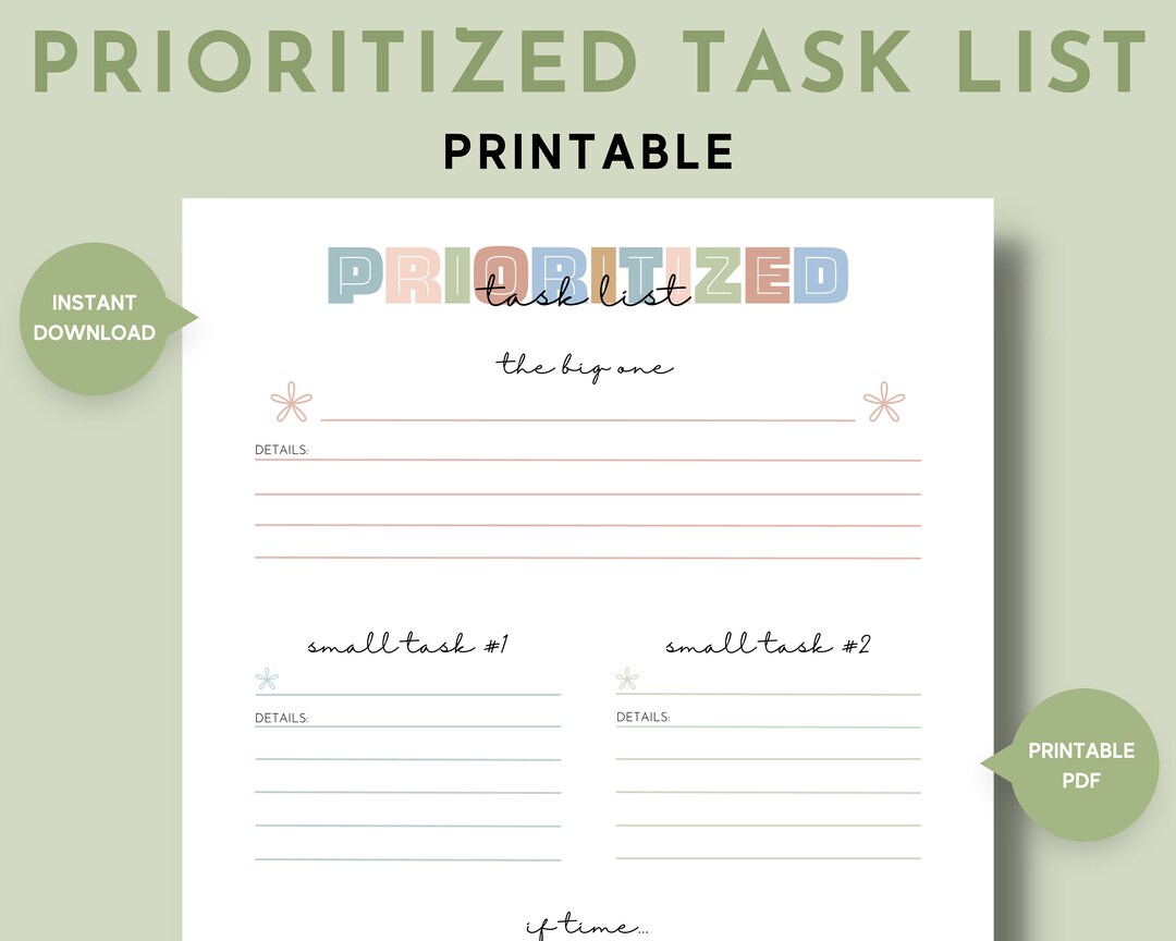 Simple Prioritized Task List Printable for Busy Moms, to Do List ...