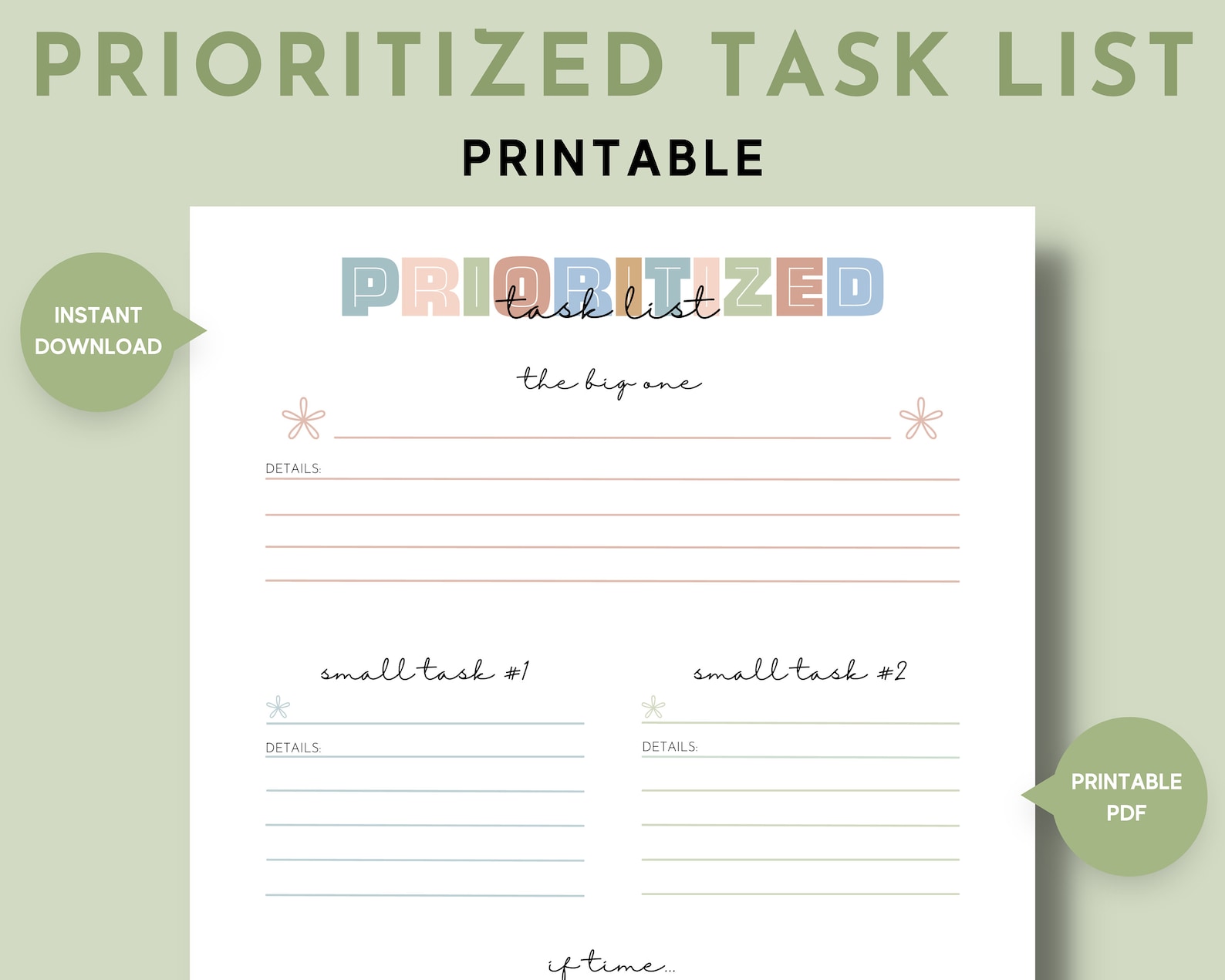Simple Prioritized Task List Printable for Busy Moms, to Do List ...