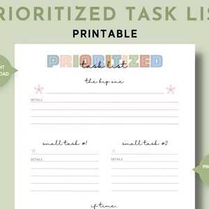 Simple Prioritized Task List Printable for Busy Moms, to Do List ...