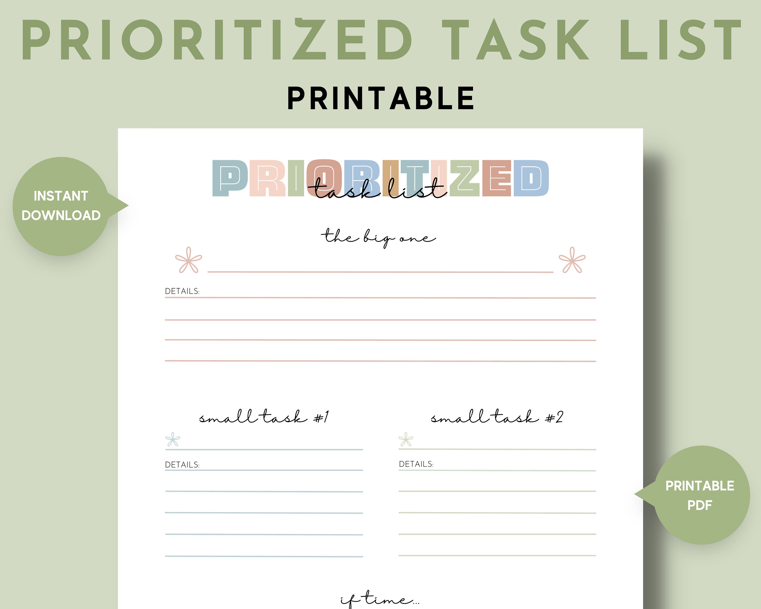 Simple Prioritized Task List Printable for Busy Moms, to Do List ...