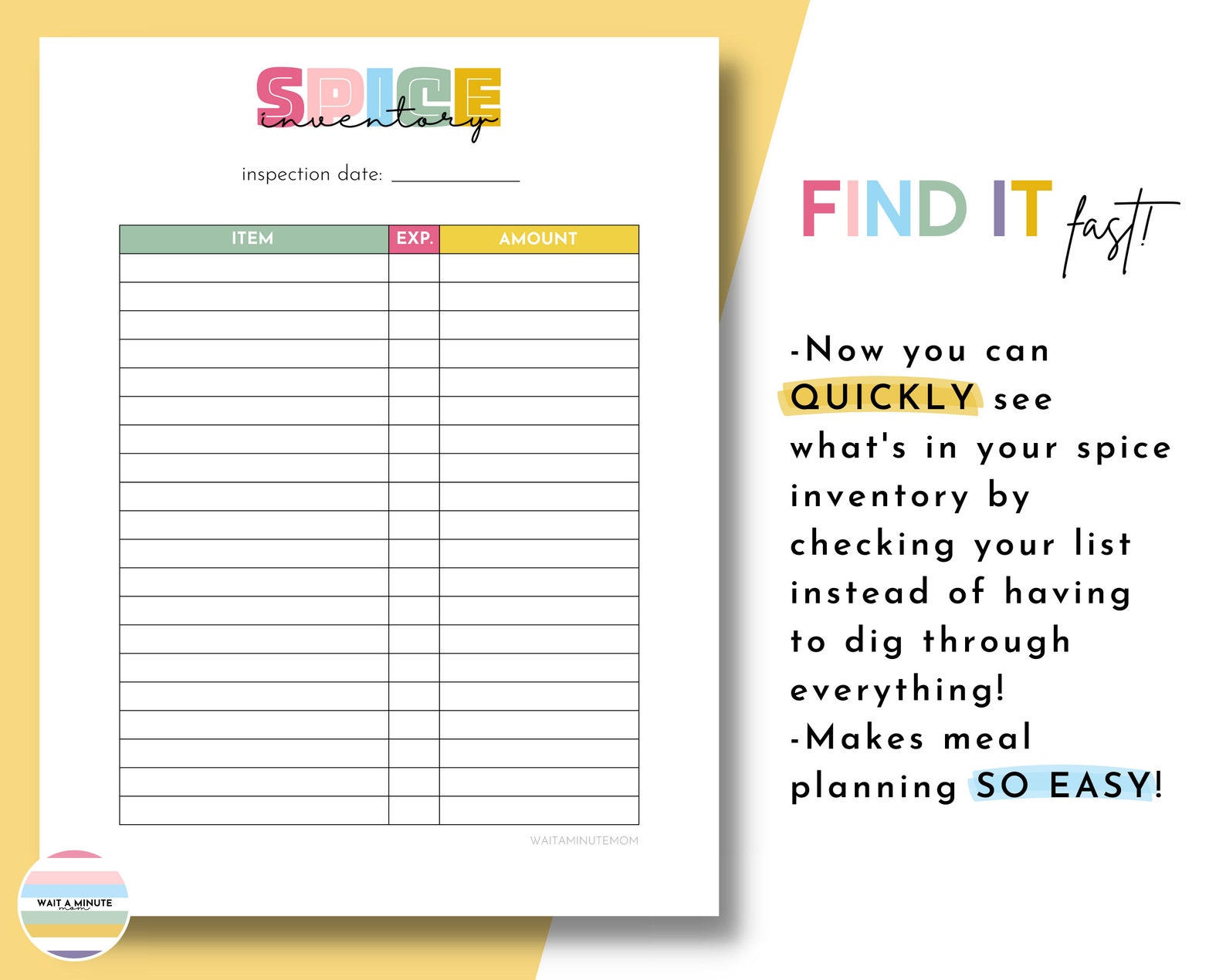 Kitchen Spices Inventory List Printable for Modern Homemaking, Herbs ...