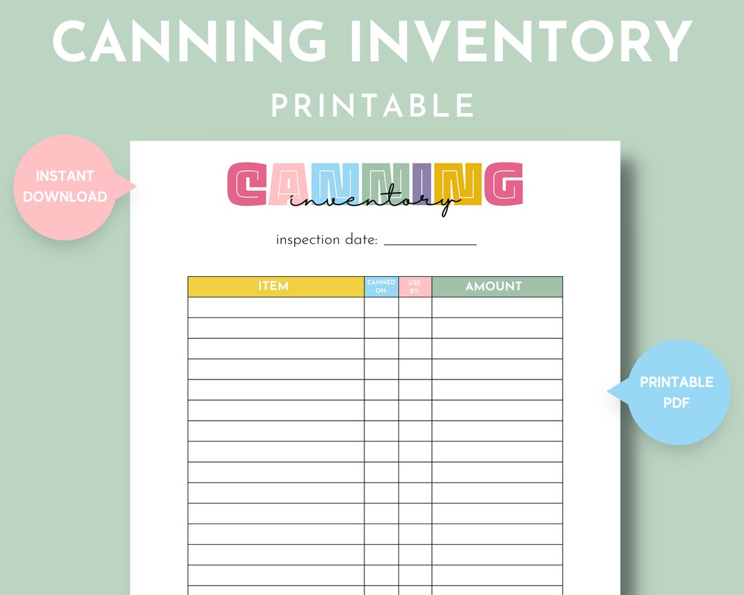 Printable Canning Inventory Log for Modern Homemaking and Homesteading ...