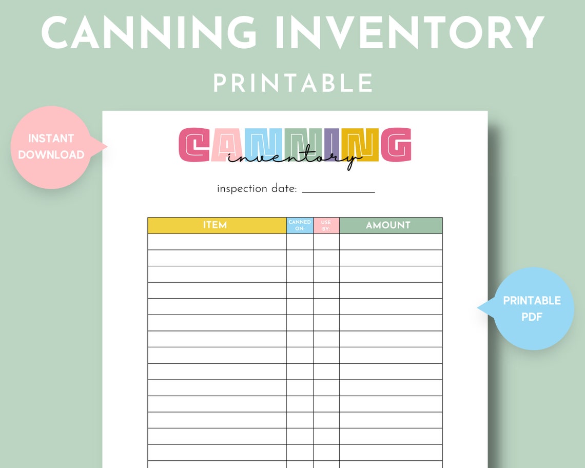 Printable Canning Inventory Log for Modern Homemaking and Homesteading ...