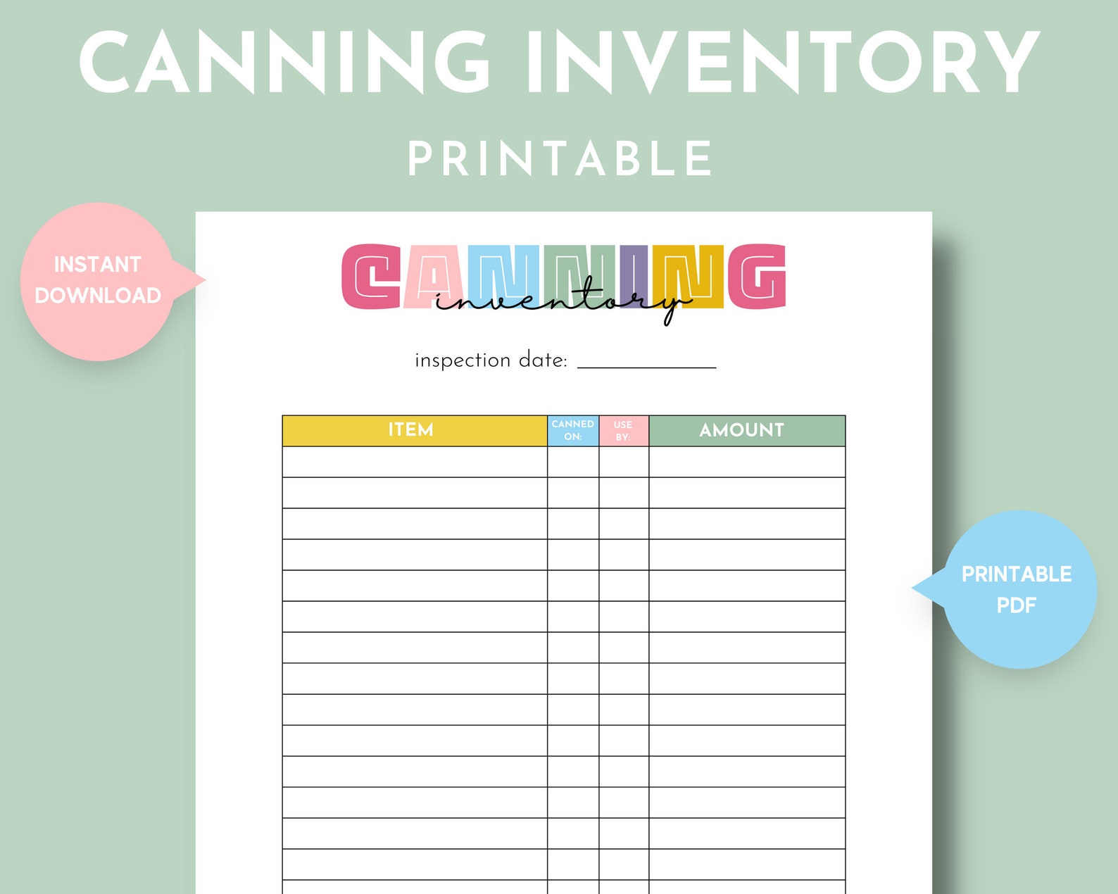 Printable Canning Inventory Log for Modern Homemaking and Homesteading ...