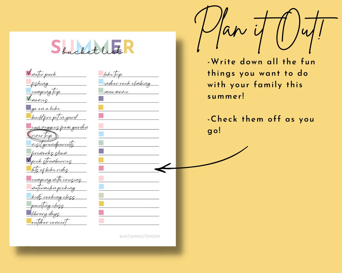 Blank Family Summer Bucket List Printable, Summer Printables for ...