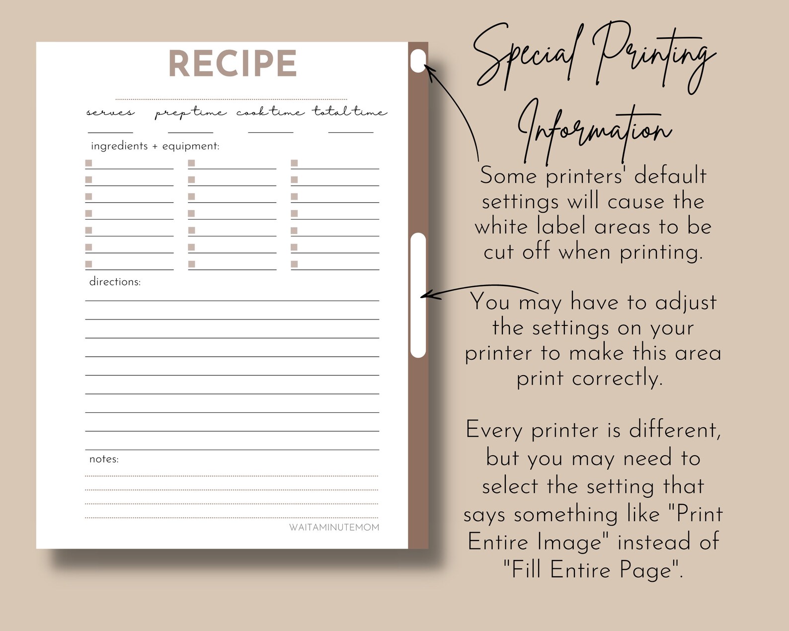 Recipe Page Blank Printable, Recipe Cards, Recipe Sheet, Recipe Page ...