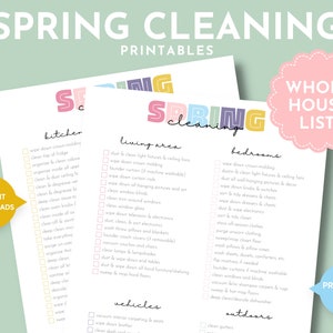Room by Room Spring Cleaning Checklist Printable, Whole House Spring ...