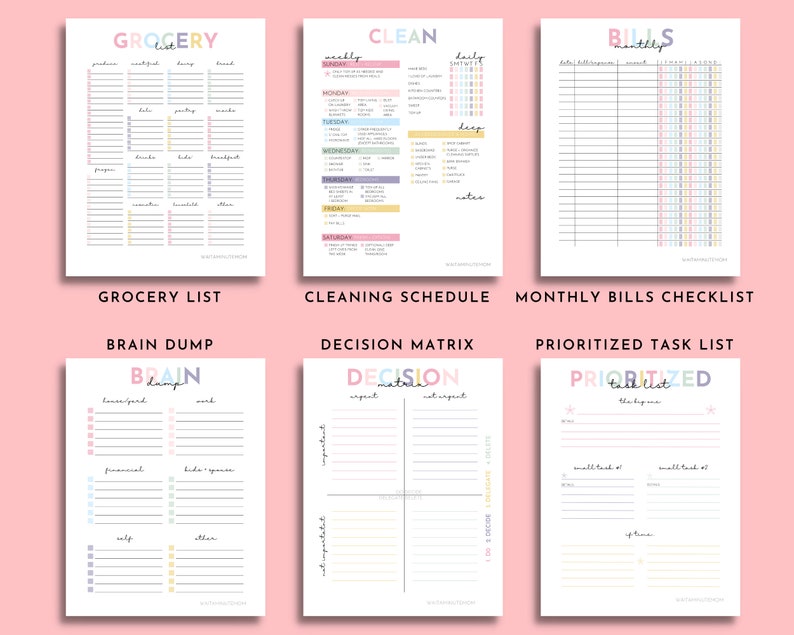 Busy Mom Productivity Printables Bundle, Mom Life Binder Pages ...