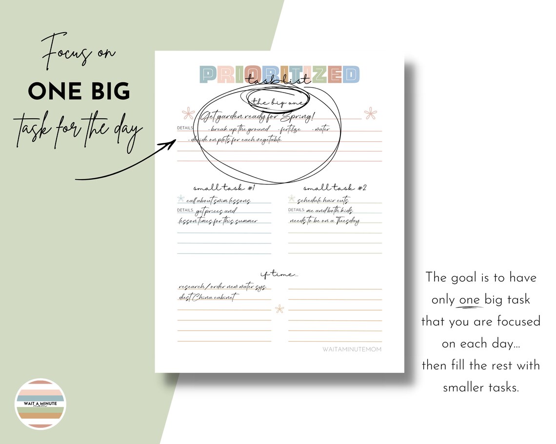 Simple Prioritized Task List Printable for Busy Moms to Do - Etsy