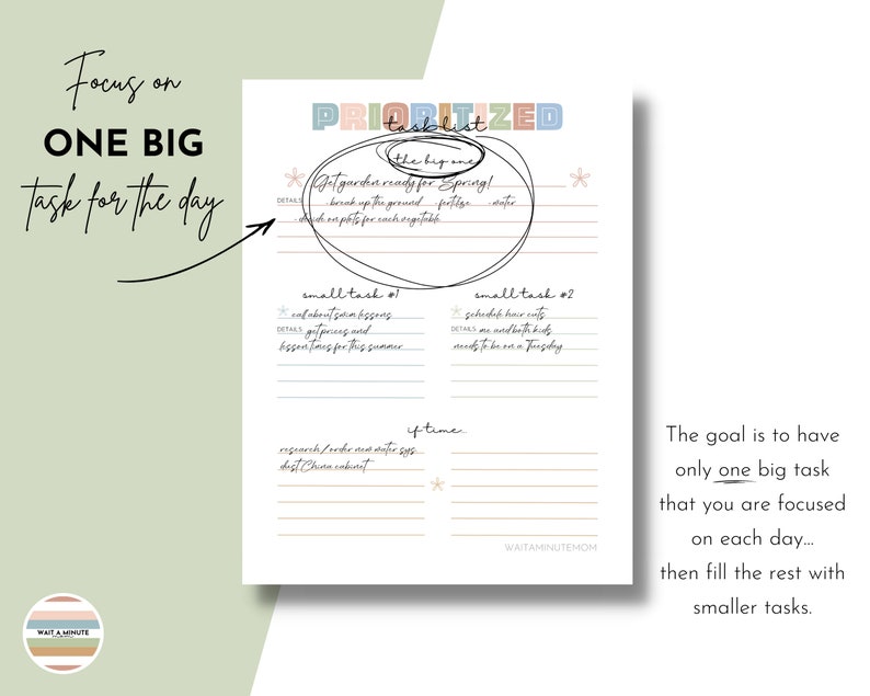 Simple Prioritized Task List Printable for Busy Moms, to Do List ...