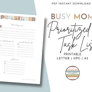 Simple Prioritized Task List for Busy Moms Printable, Daily to Do List ...