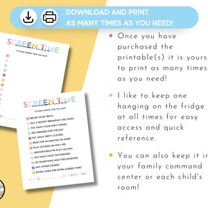 Summer Screen Time Rules Checklist Printable, Screen Time Chart, Earn ...