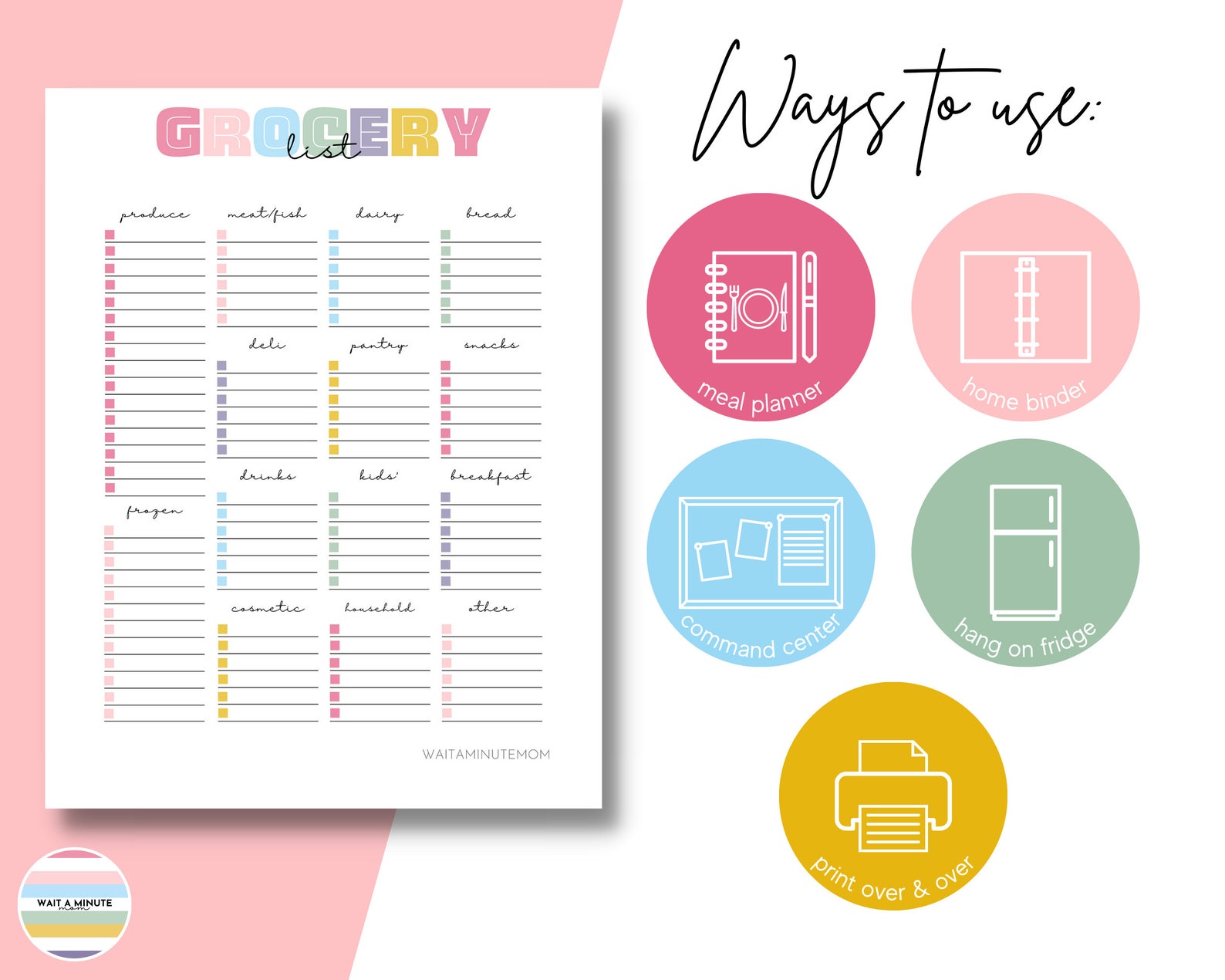 Categorized Grocery List Printable, Organized Grocery Store Checklist ...