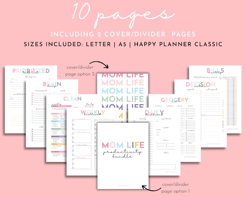 Busy Mom Productivity Printables Bundle, Mom Life Binder Pages ...