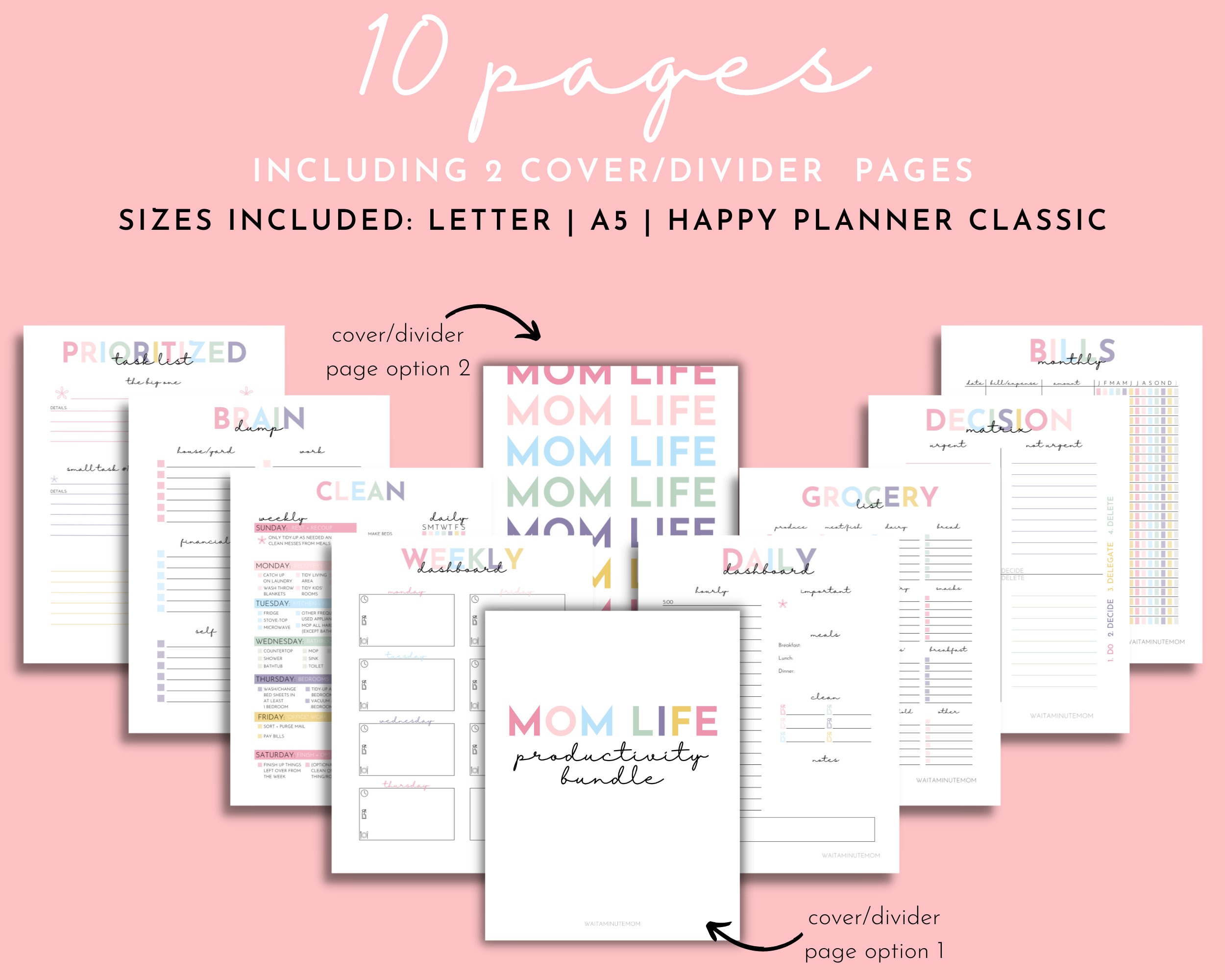 Busy Mom Productivity Printables Bundle, Mom Life Binder Pages ...