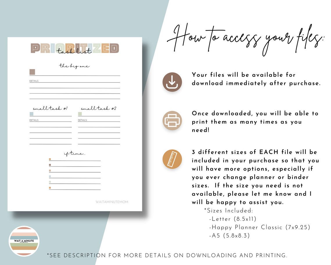 Simple Prioritized Task List for Busy Moms Printable Daily to - Etsy