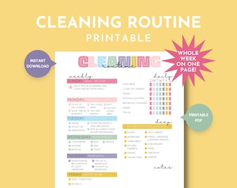 Easy Weekly Cleaning Routine Printable, Busy Mom Cleaning Checklist ...