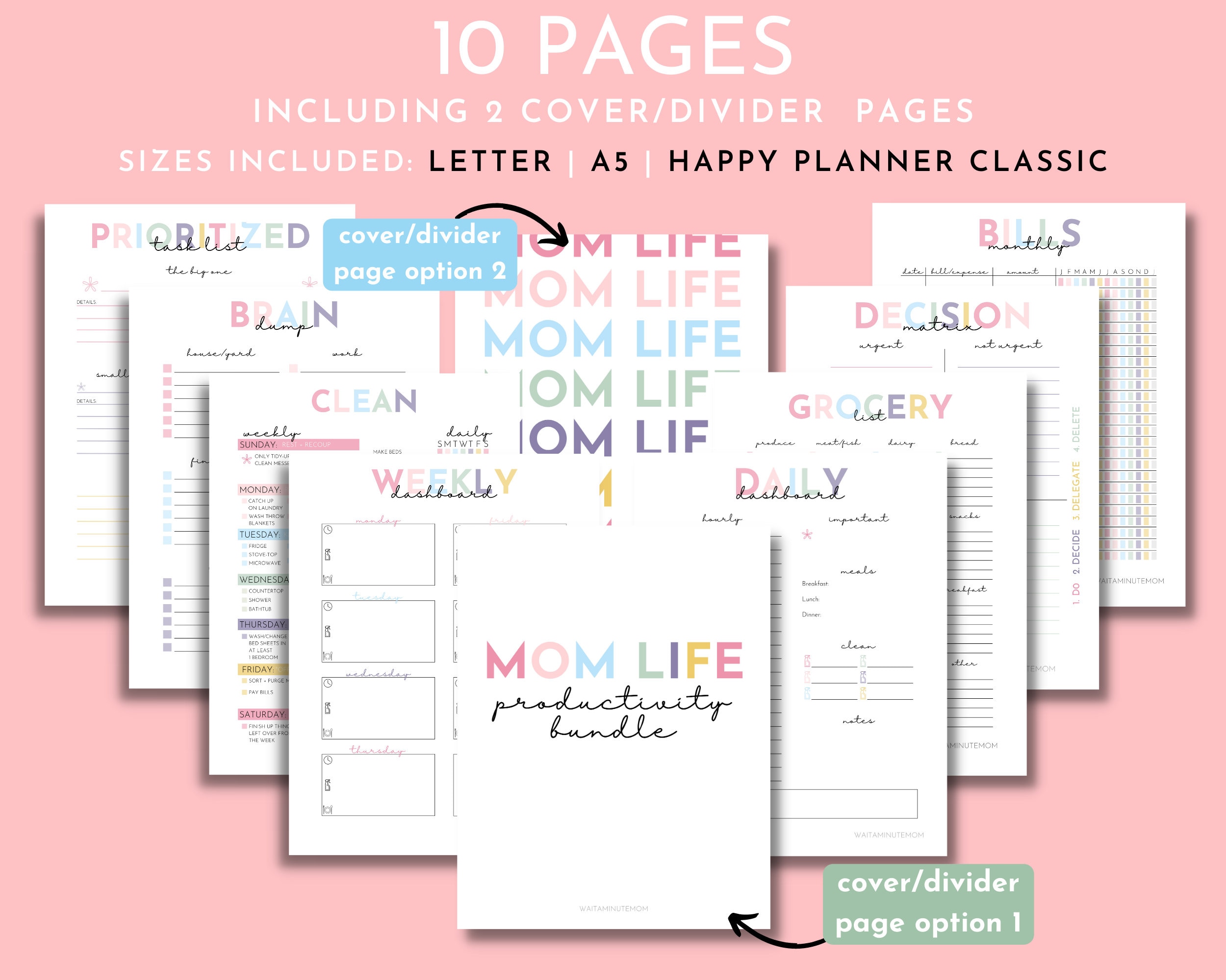 Busy Mom Life Productivity Printables Bundle, Mom Life Binder Pages ...