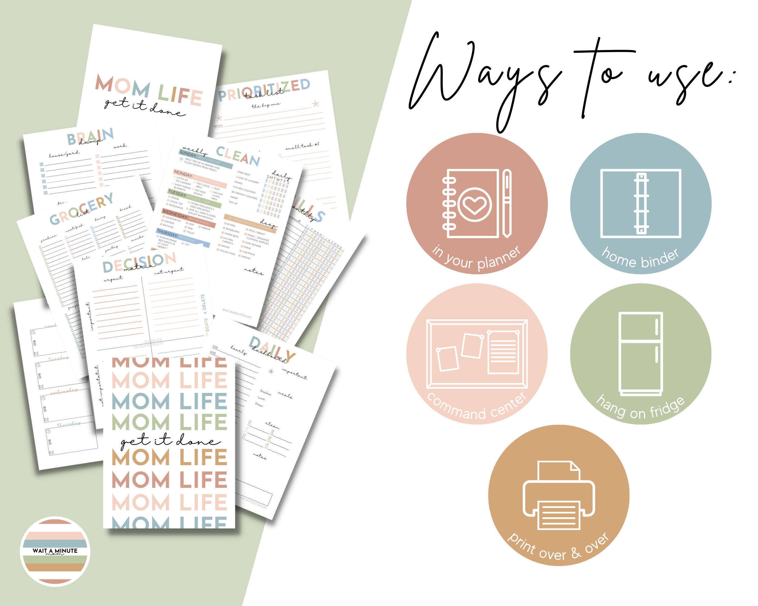 Printables for Busy Moms, Productivity for Overwhelmed Moms, Family ...