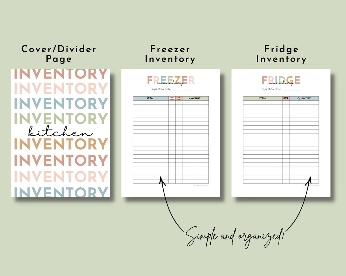 Kitchen Inventory Lists Printables Bundle, Food Storage Inventory ...