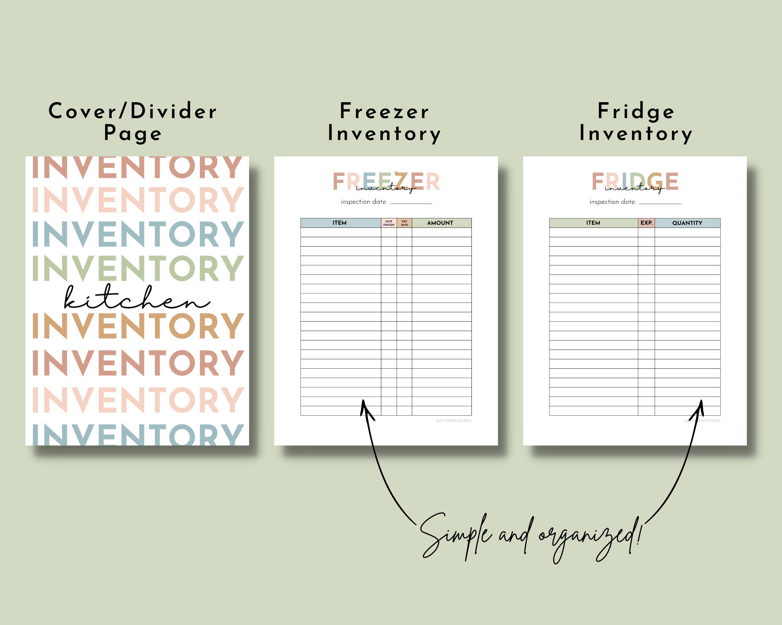 Kitchen Inventory Lists Printables Bundle, Food Storage Inventory ...