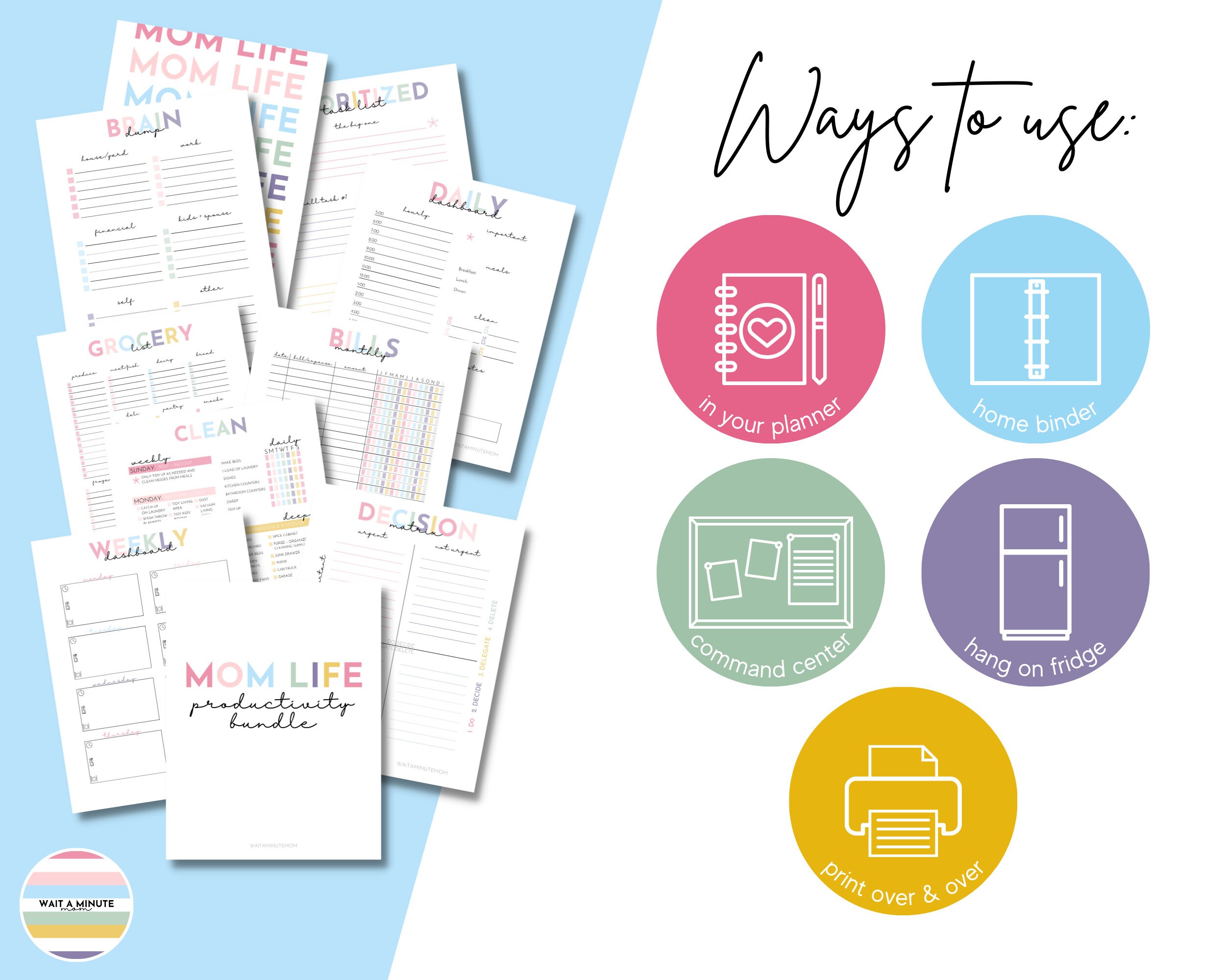 Simple Mom Life Productivity Printables Bundle, Busy Mom Life Binder ...