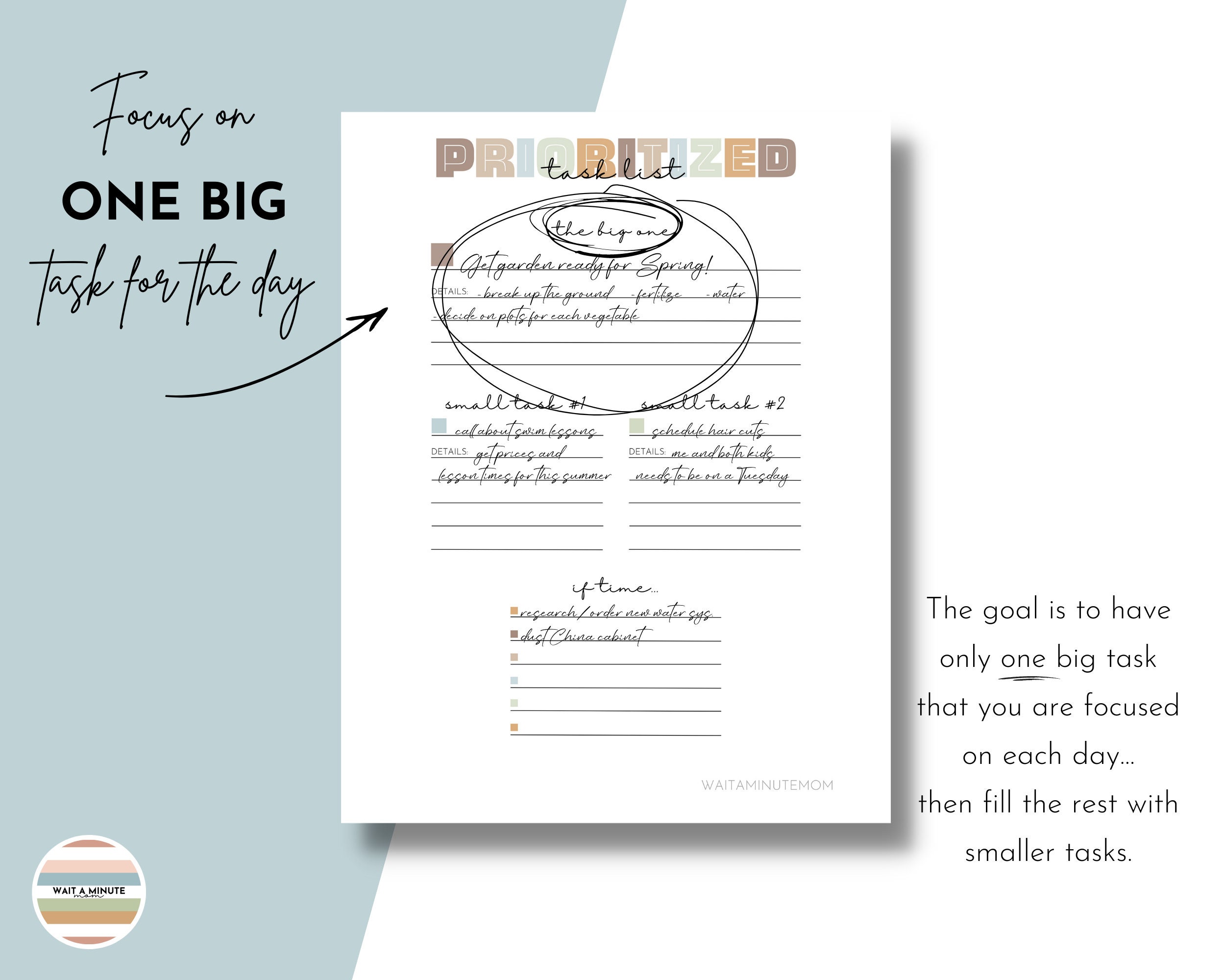 Simple Prioritized Task List for Busy Moms Printable, Daily to Do List ...