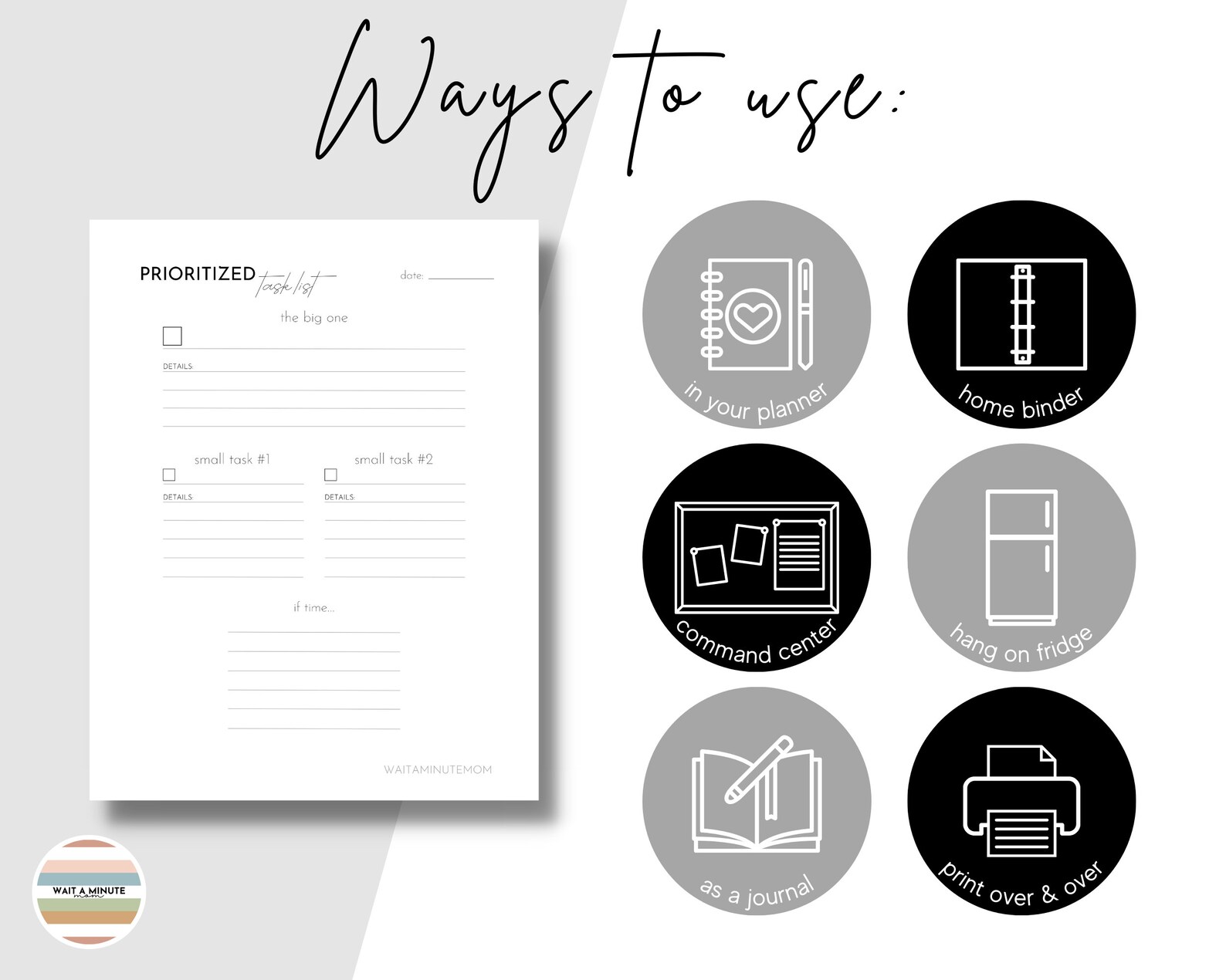 Simple Minimalist Prioritized Task List Printable, Daily to Do List, to ...