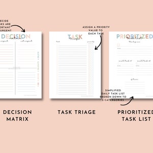 Brain Dump Printable Bundle, Thought Organizer, Decision Matrix ...