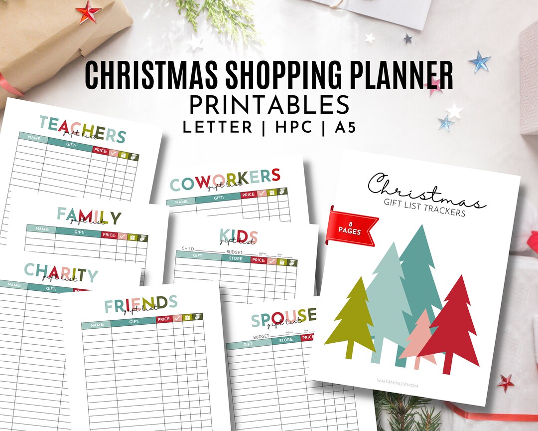 Christmas Gift Shopping Planner, Printable Christmas Gift Shopping List ...