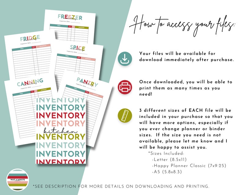 Kitchen Inventory Printables Bundle, Food Storage Inventory, Freezer ...