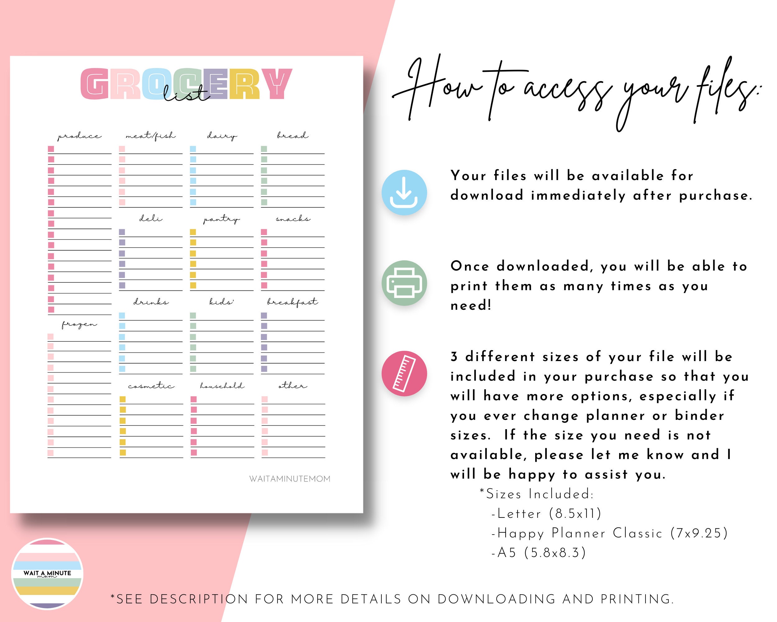 Categorized Grocery List Printable, Organized Grocery Store Checklist ...