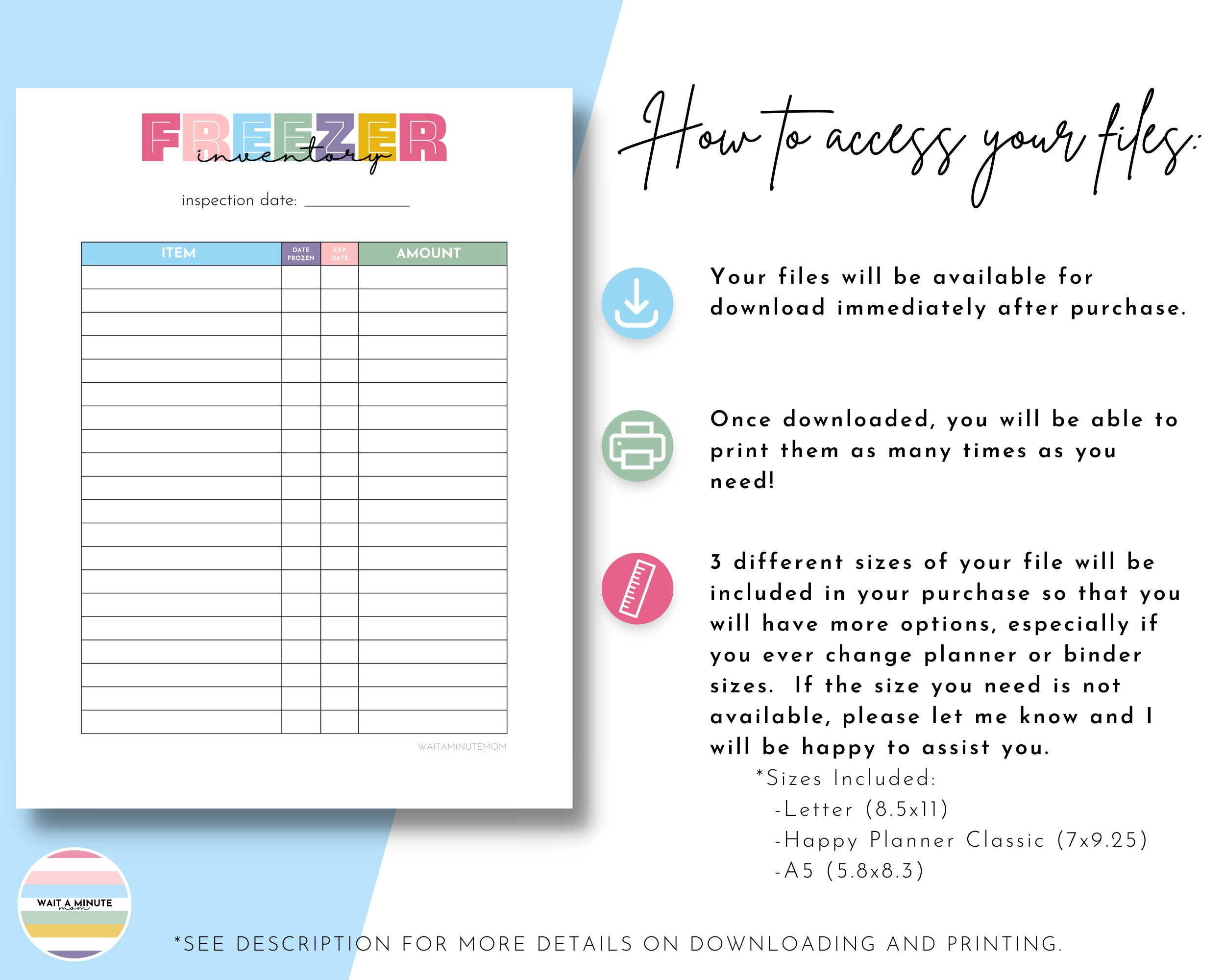 Freezer Inventory Log Printable, Simple Freezer Contents Tracker ...