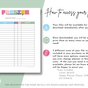 Freezer Contents Log Printable for Spring Cleaning, Simple Freezer ...