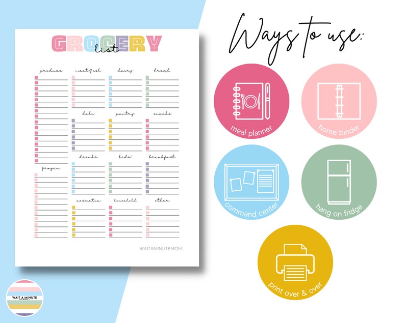Simple Grocery Shopping Checklist With Sections, Organized Grocery ...