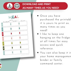 Printable Weekly Meal Plan, Simple Weekly Menu Plan Chart, Weekly ...