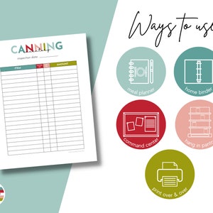 Printable Canning Inventory, Canning Stock List, Home Canning Journal ...