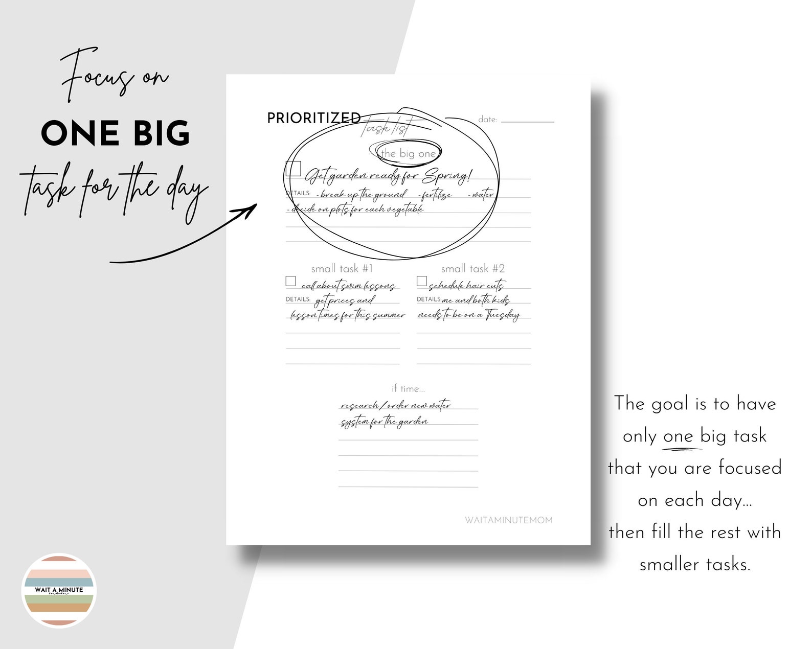 Simple Minimalist Prioritized Task List Printable, Daily to Do List, to ...