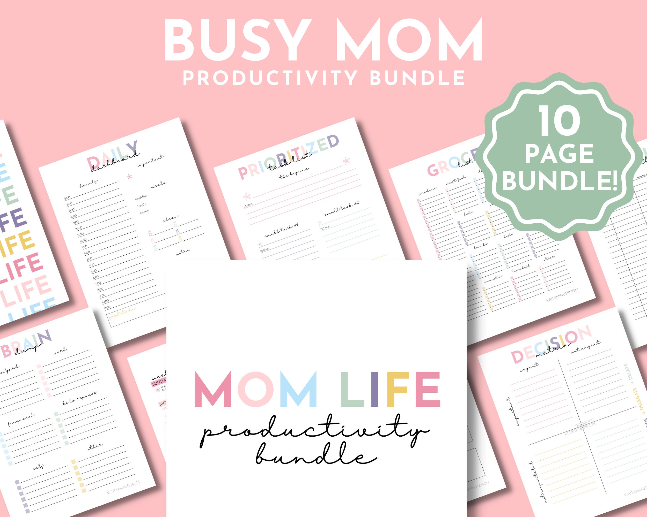 Busy Mom Life Productivity Printables Bundle Mom Life Binder - Etsy