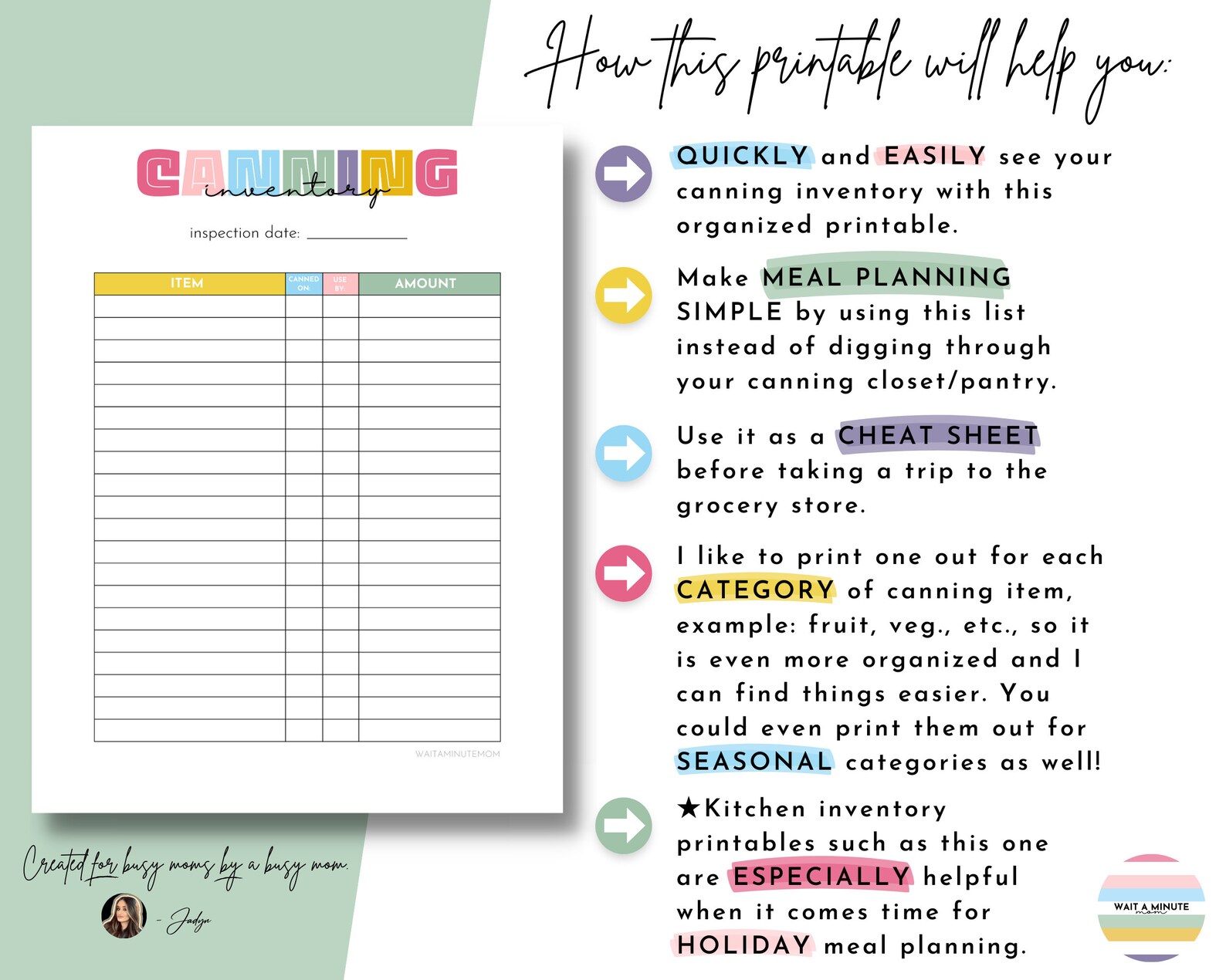 Printable Canning Inventory Log for Modern Homemaking and Homesteading ...