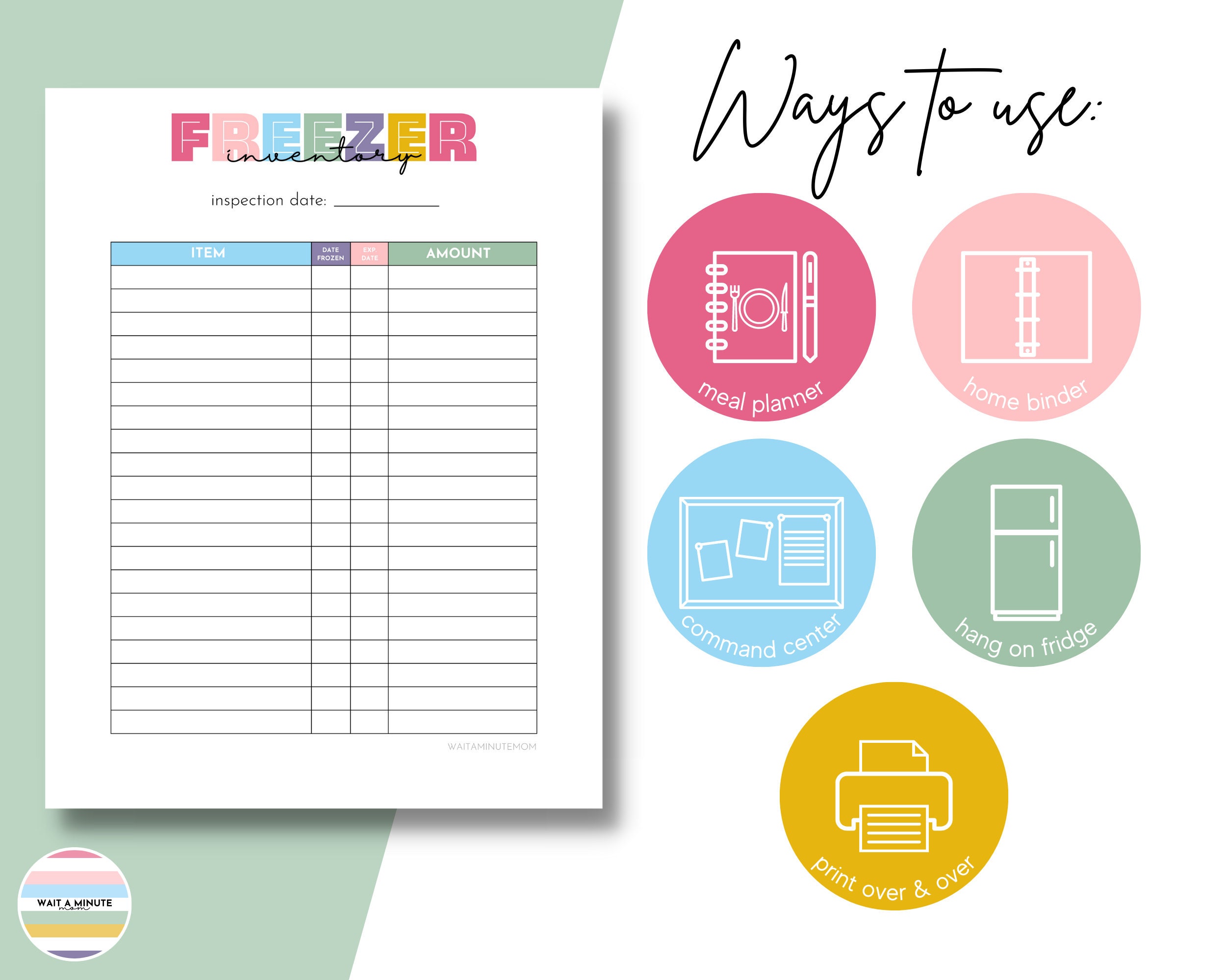 Freezer Contents Log Printable for Spring Cleaning, Simple Freezer ...