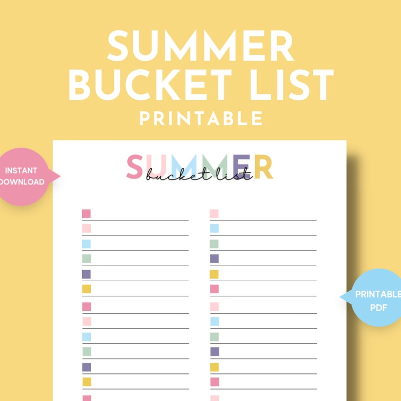 Summer Bucket List - Etsy