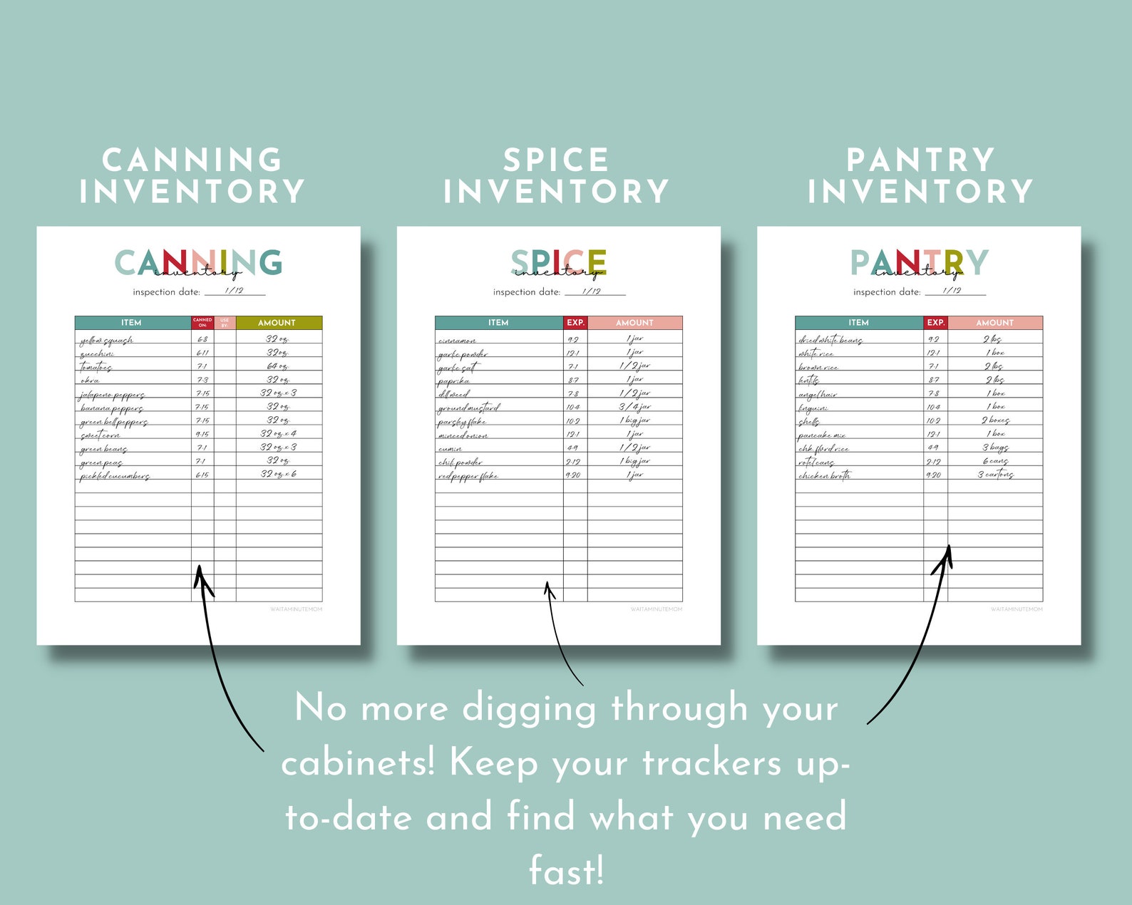 Kitchen Inventory Printables Bundle, Food Storage Inventory, Freezer ...