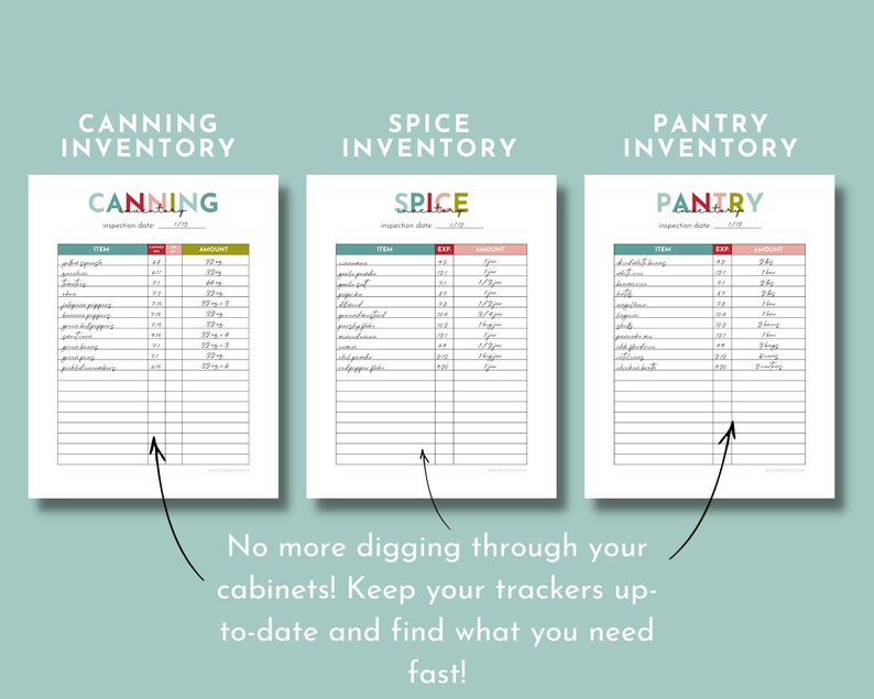 Kitchen Inventory Printables Bundle, Food Storage Inventory, Freezer ...