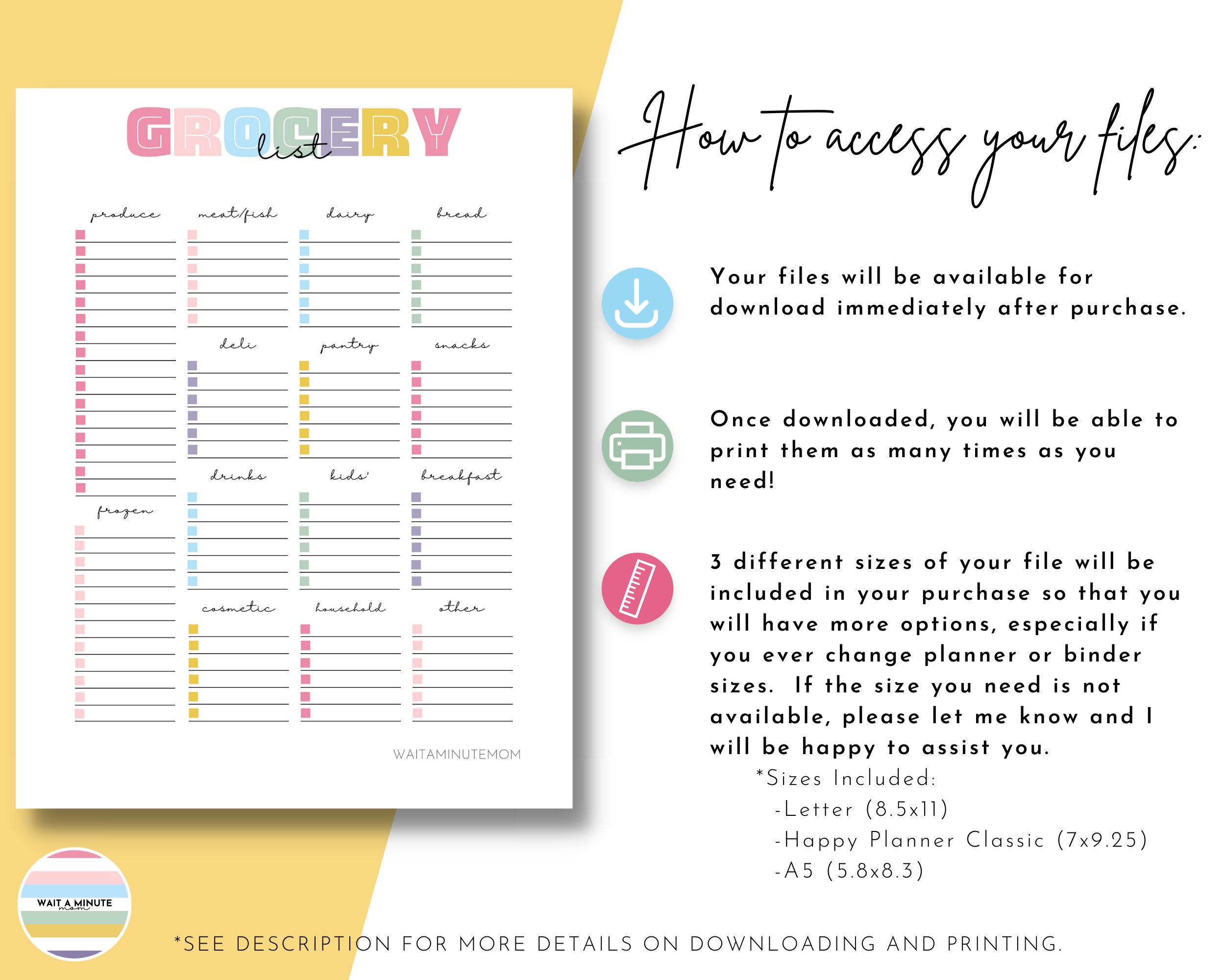 Grocery Planning List Printable With Sections, Organized Grocery Store ...