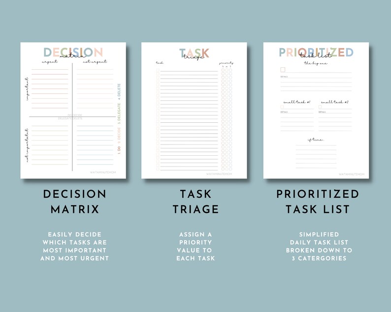 Brain Dump Printable Bundle, Decision Matrix, Thought Organizer ...