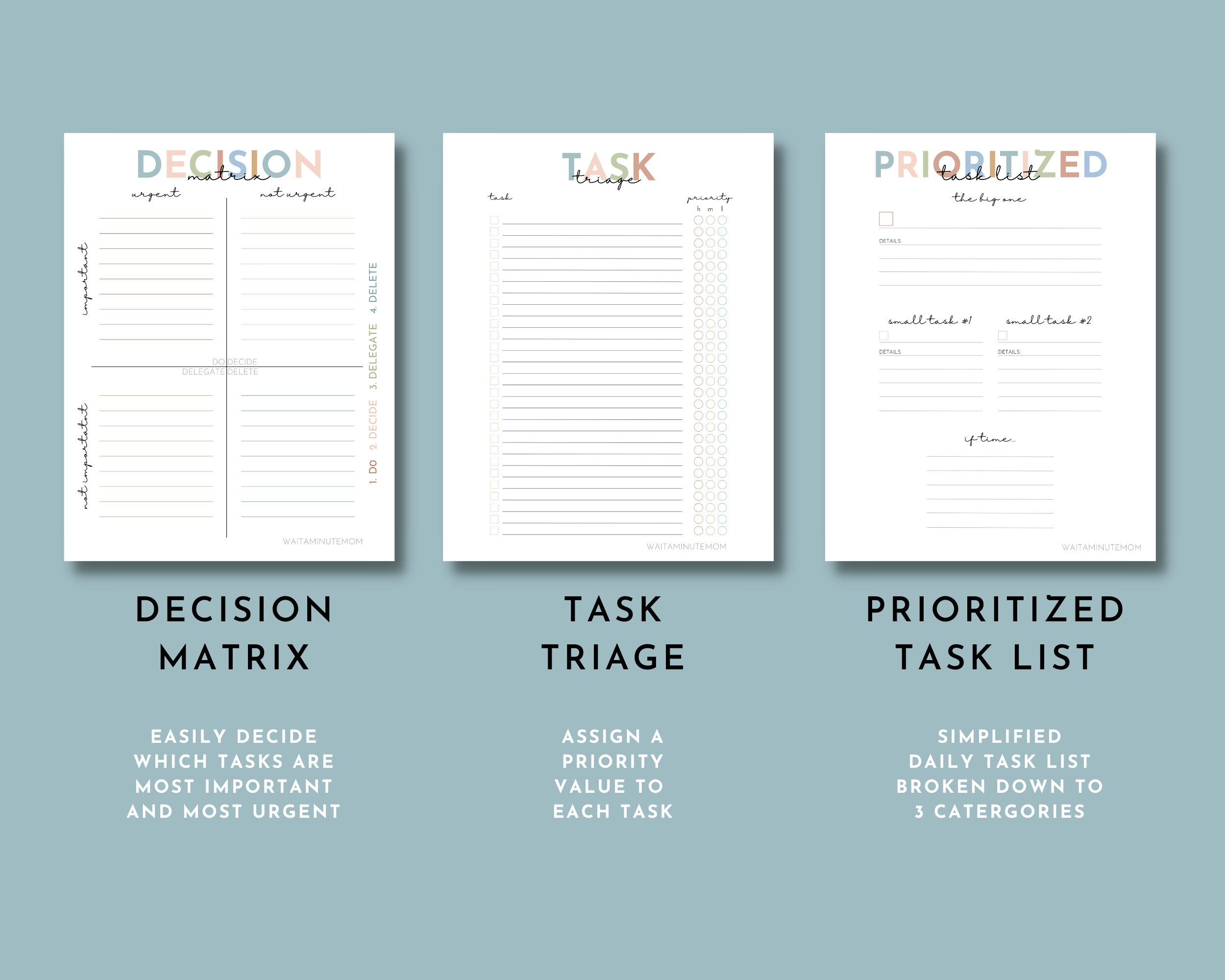 Brain Dump Printable Bundle, Decision Matrix, Thought Organizer ...