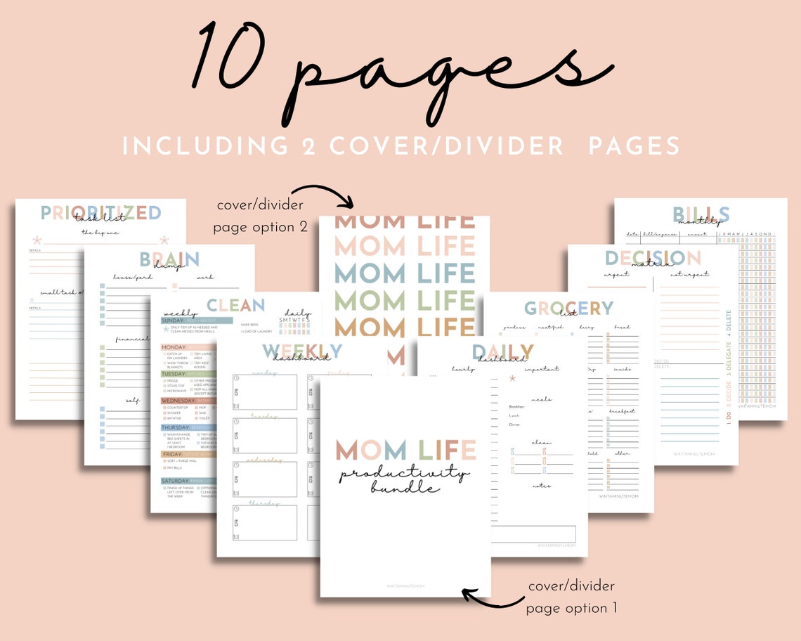 Household Binder Printables, Busy Mom Printables, Mom Life Binder Pages ...